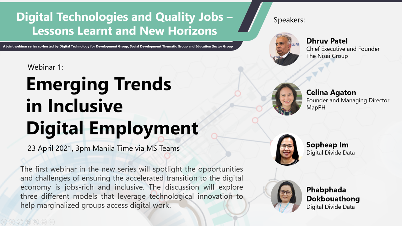 Emerging Trends in Inclusive Digital Employment | ADB Knowledge Events Emerging Trends in Inclusive Digital Employment | ADB Knowledge Events